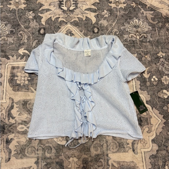 wild fable | Tops | Nwt Coquette Light Blue Ruffled Knit Top | Poshmark